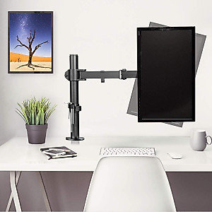 Suptek Single LED LCD Monitor Desk Mount Heavy Duty Fully Adjustable Stand for 1 / One Screen up to 27 inch