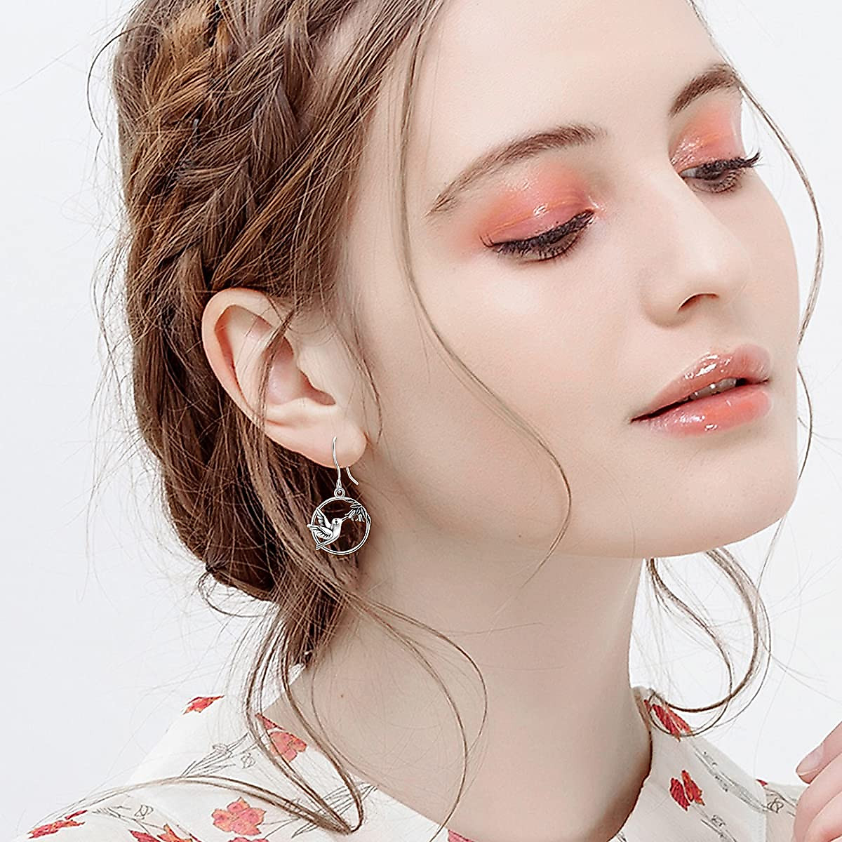 Hummingbird Dangle Drop Earrings for Women 925 Sterling Silver Bird Flower Jewelry Hummingbird Earrings Mother's Day gifts