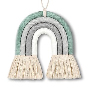 YMVV Rainbow Macrame,Woven Boho Rainbow Wall Hanging with Tassels,Cute Wall Decor for Nursery,Suitable for Festival Ornaments Baby Shower Wedding Green Rainbow Decor(5.5 x 0.5 x 5)