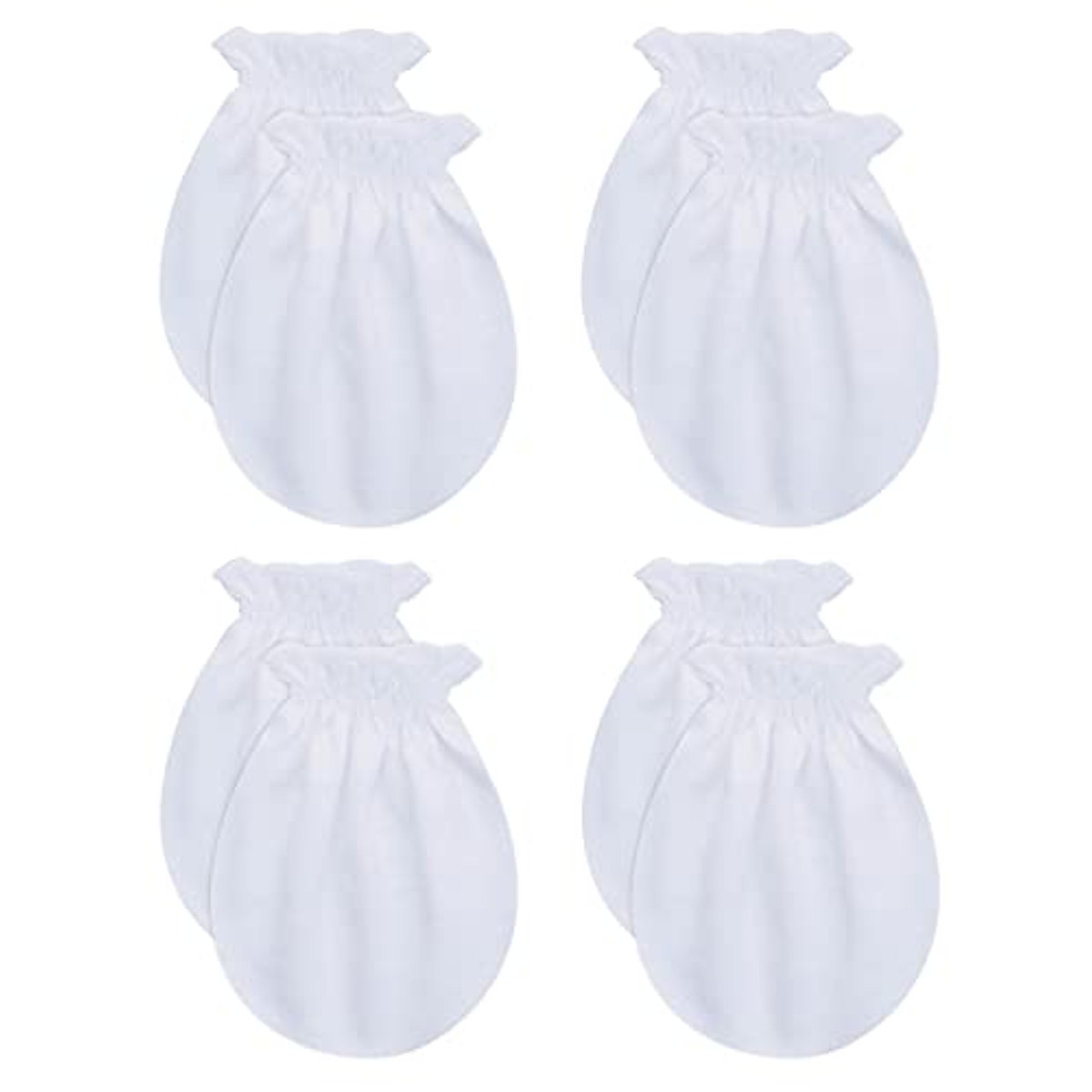 RATIVE Newborn Baby Cotton Gloves Sleep Sleeping No Scratch Mitten Mittens Mitts Set for 0-3 0-6 Months Boy Boys Girl Girls (4-Pairs/White)