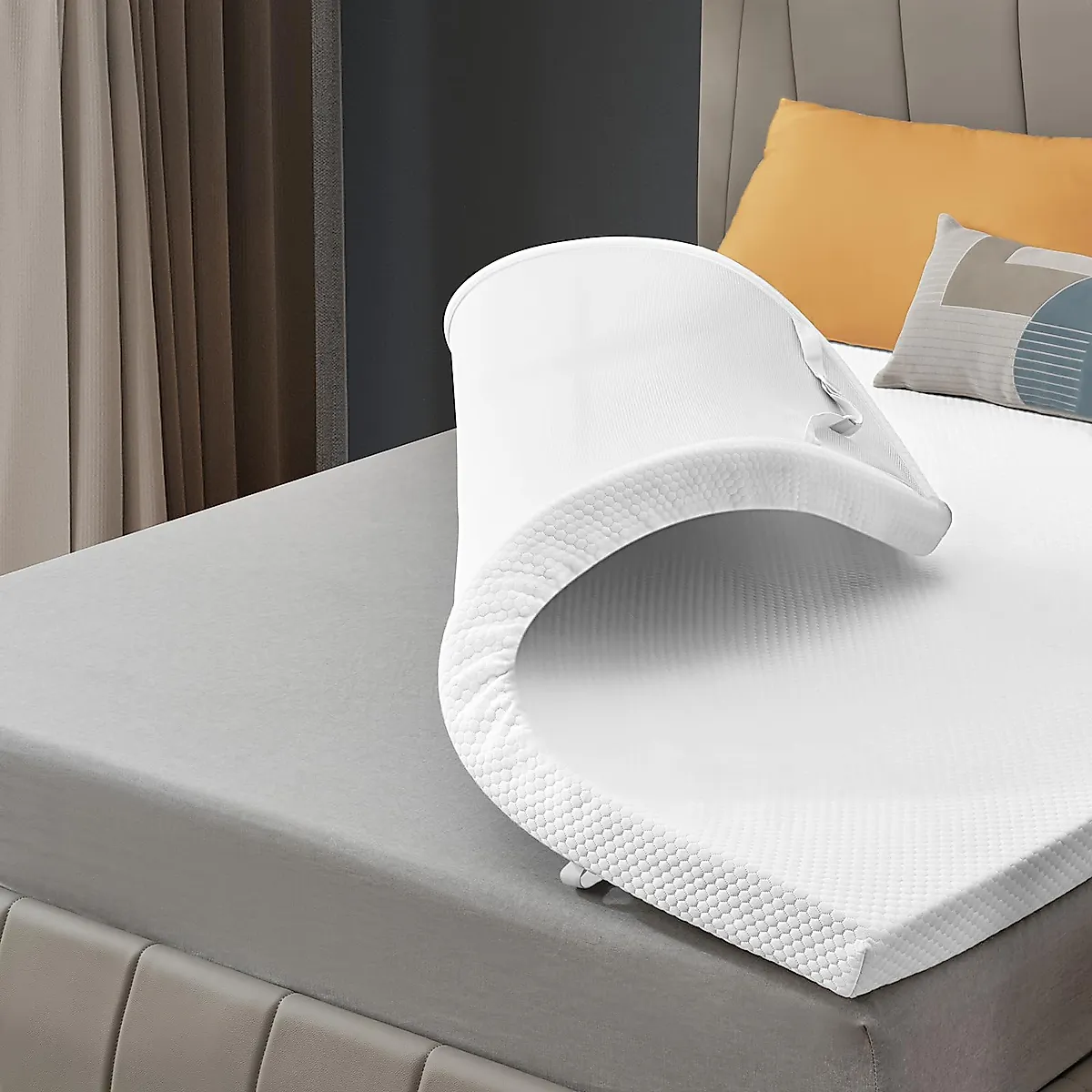 Z-HOM Queen Size 3 Inch Gel Memory Foam Mattress Topper with Zippered Cotton Cover, Cooling & Breathable, CertiPUR-US Certified