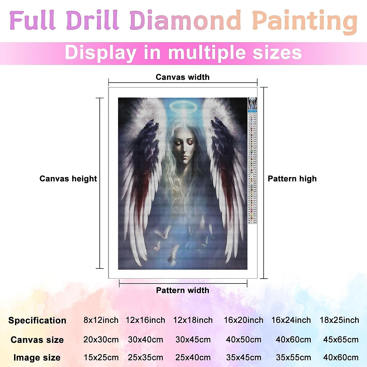 Treff Diamond Painting Kits,Angel Wings GirlDiamond Art Painting Kits for Adults,Full Square Drill Diamond Art Paint Gem Art Drill Home Decoration 20x24 inch