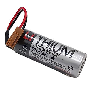 BATTEMALL (2-Pack 3.6V ER17500V Lithium Batteries Replacement PLC CNC Backup Battery with Plug for PLC Battery and M64 System