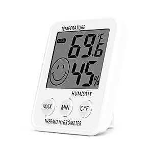 Digital Thermometer Indoor Hygrometer Humidity Meter Room Temperature Monitor Large LCD Display Max/Min Records for Home Car Office White by SoeKoa