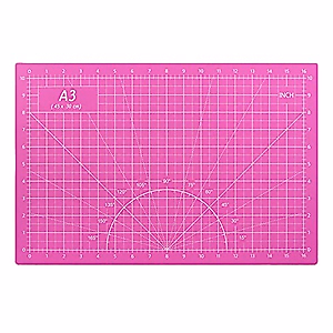 A3 Self Healing Cutting Mat, 18" x 12" Double Sided 5-Layer Non-Slip Cutting Board for Sewing, Hobby, DIY, Quilting, Arts and Crafts Projects (Pink)