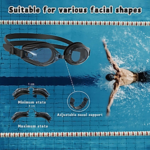 Whale Trainer Swimming Goggles, Adjustable Nose Bridge and Anti-Fog Swim Goggles No Leaking for Men Women, Black