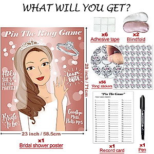 PIN THE STICKER GAME Bridal Shower Bachelorette Party Games, Pin the Ring on the Bride, Bridal Shower Wedding Engagement Shower Games 56 Guests