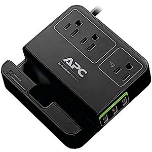APC P3U3B 3-Outlet SurgeArrest Surge Protector with 3 USB Ports (Black)