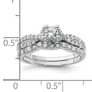 IceCarats 925 Sterling Silver Cubic Zirconia CZ Wedding Band Engagement Ring Bridal Jewelry Set Size 6