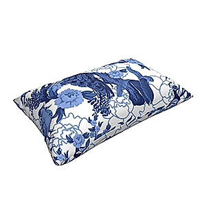Wozukia Birds and Peonies in Blue Color Throw Pillow Cover Abstract Pattern in Chinoiserie Style with Peacock Lumbar Pillow Case Cushion for Sofa Couch Bed Standard Queen Size 20x30 Inch