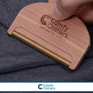 Comfy Clothiers Cedar Wood Sweater Pilling Remover - Multi-Fabric Cashmere Comb - De-Pilling and Lint Removal for Cashmere, Wool, and Other Fabrics - Restore Fine Garments, Sweaters, and Coats