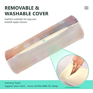 xigua Colorful Butterfly Neck Roll Pillow for Neck Relief with Removable Washable Cover - Memory Foam Round Cylinder Bolster, Ergonomically Designed for Head, Neck, Back, and Legs