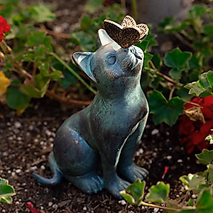 iHeartCats Cat Memorial Figurine with Butterfly - Cat Statue Pet Memorial Gifts