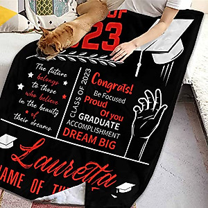 YFgohighhh Customized Throw Blanket Cozy Fleece Graduation Blanket, Black 4 for Family and Friends on Christmas Wedding, Valentines-60 x80