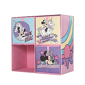Idea Nuova Disney Minnie Mouse Collapsible Soft Storage Cubby with 3 Collapsible Cubes
