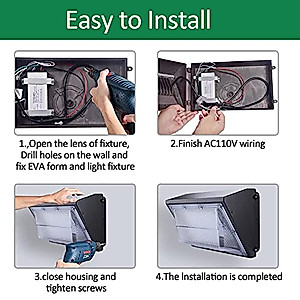 80W LED Wall Pack Light with Dusk to Dawn Photocell,10500LM 5000K Daylight ,AC100-277V Input,500W HPS/HID Replacement, Waterproof Commercial Security Lighting for Warehouses, Garage,ETL Listed