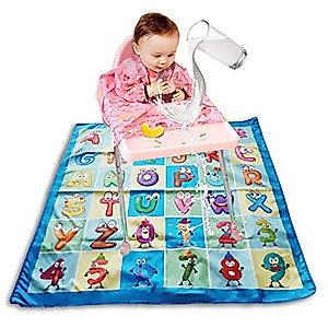 51" Multi-Purpose Waterproof Baby Splat Mat for Under High Chiar, Portable Play Mat for Toddler, Non-Slip Floor Splash Mat and Table Cloth (Cute Letter)