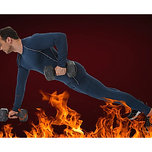 SILKWORLD Thermal Underwear Mens Compression Pants Cold Gear Athletic Gym Leggings with Pockets Winter Base Layer Bottoms,C5_Fleece Lined_3pack_Navy Blue,Hemp Grey,Cyan,3X-Large