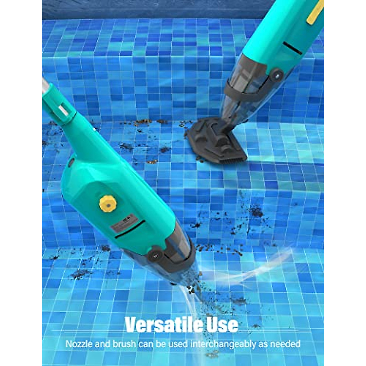 Efurden Handheld Pool Vacuum, Rechargeable Pool Cleaner with Running Time up to 60-Minutes Ideal for Above Ground Pools, Spas and Hot Tub for Sand and Debris, Green