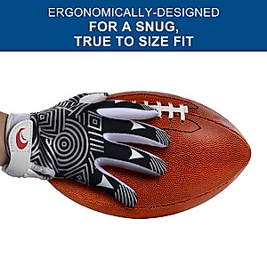 SPOMAT Youth Football Gloves Kids Silicone Grip Receiver Gloves with Super Stick Ability for Best Game Experience, Rocket Black M/L