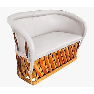 Love Seat Equipal Furniture Handmade By Equipales San Jose White Color Mexican Traditional Style Ideal for your home, house, garden, office, restaurant, hotel, bar, beach, living room, bedroom