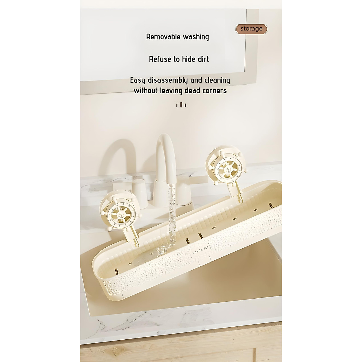 therlig Shower Caddy Suction Cup(Rudder Shape) NO-Drilling Removable Powerful Suction Waterproof Organizer，Storage Basket For Body Wash & Toiletries Bathroom & Kitchen Caddy Organizer