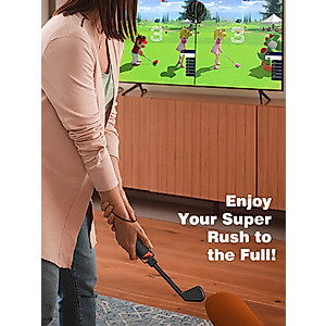 MoKo Golf Clubs Fit with Switch/Switch OLED Model (2021) Mario Golf: Super Rush Golf Handle Grips Game Accessories Kit Fit with Joy-Con Controller 2 Pack with Rotatable Golf Rod &Wrist Strap, Black