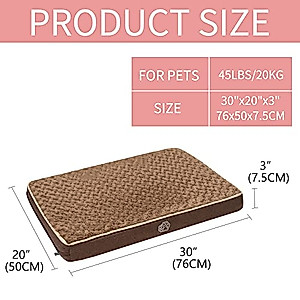 EMPSIGN Dog Crate Pad Mat, Kennel Waterproof Dog Bed with Removable Washable Cover, Pet Crate Pads Reversible (Cool & Warm) for Dog Cages, Sleeping Mattress for Small to XX-Large Dogs Brown