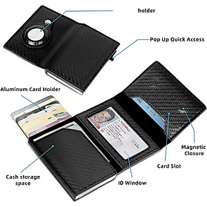 FADACHY Mens Wallet with Holder,Minimalist Card Holder,Carbon Fiber RFID Technology Credit Card Holder for Women Men with ID Windows,Stealth Holder