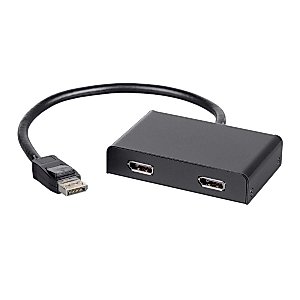 Monoprice DisplayPort 1.2 to DisplayPort Multi-Stream Transport (MST) Hub - 2-Port, DP to DP, Ideal for Digital Signage, Large Video Displays in Schools, 7.6 x 5.8 x 1.3