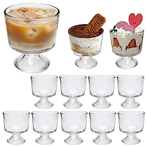 QAPPDA Glass Dessert Bowl Set of 12,Clear Footed Ice Cream Cups 300ml,Premium 10 Ounce Glass Prep Bowl Trifle Party Bowl Glass Dessert Cup for Sundae,Snack,Cereal,Fruit
