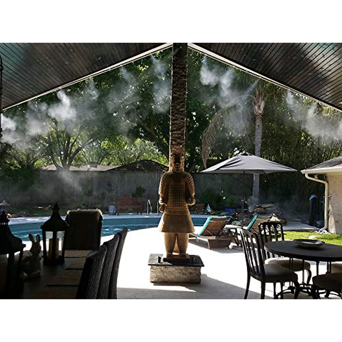 Patio Misting Kit - Made in USA -Pre- Assembled Misting System - Cools temperatures by up to 30 Degrees - Brass/Stainless Steel Misting Nozzles - for Patio, Pool and Play Areas (24 ft - 4 Nozzles)