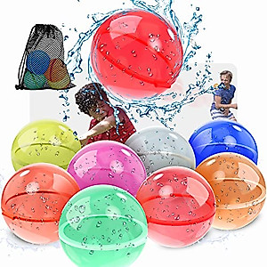 【8-pack】Reusable Water Balloons Fast Refillable for Kids Outdoor Activities, Kids Pool Beach Bath Toys, Magnetic Self-Sealing Water Bomb Quick Fill for Summer Games