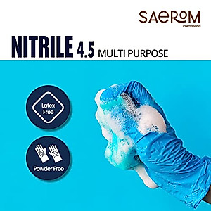 Nitrile 4.5 Gloves, Size XS, 100 Glove Pack, Latex Free, Powder Free, Blue Textured Gloves, Ambidextrous Heavy Duty Rubber Gloves with Beaded Cuffs, Single Use