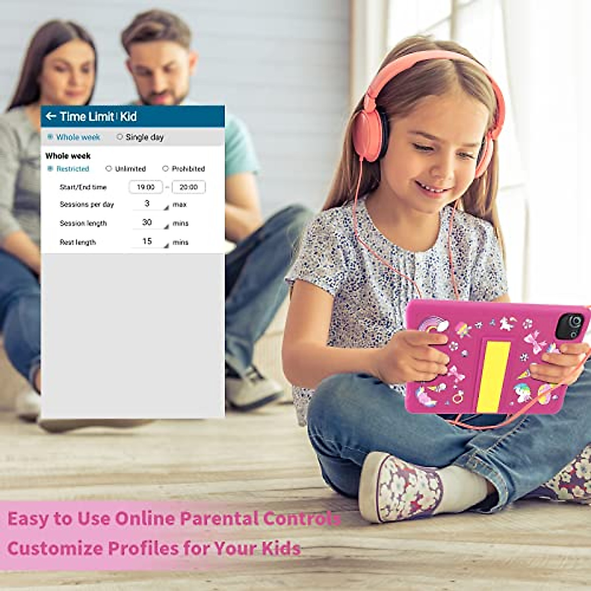 Kids Tablet, Android 13 Tablet, 10 inch 4GB+64GB+512GB Expand, Parental Control, HD Eye-protection Touchscreen Display, 6000mAh Battery, Dual Camera, Bluetooth, WiFi Tableta with Kids Educational APPs