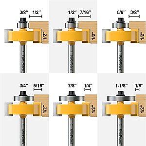 Fivepears 1/4 Inch Shank Rabbet Router Bit with 6 Bearings Set, Rabbeting Router Bit can Interchangeable and Adjustable Multi Depths Cutter 1/8", 1/4", 5/16", 3/8", 7/16", 1/2" …