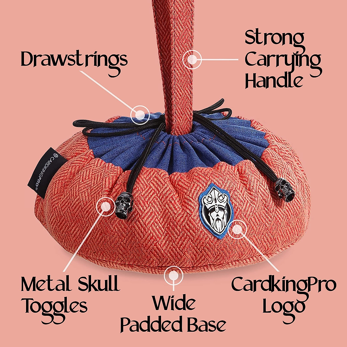 CardKingPro Monstrous - Dice Bag with 8 Pockets - Orange/Blue - Huge Capacity 500+ Dice - Great for Dice Hoarders