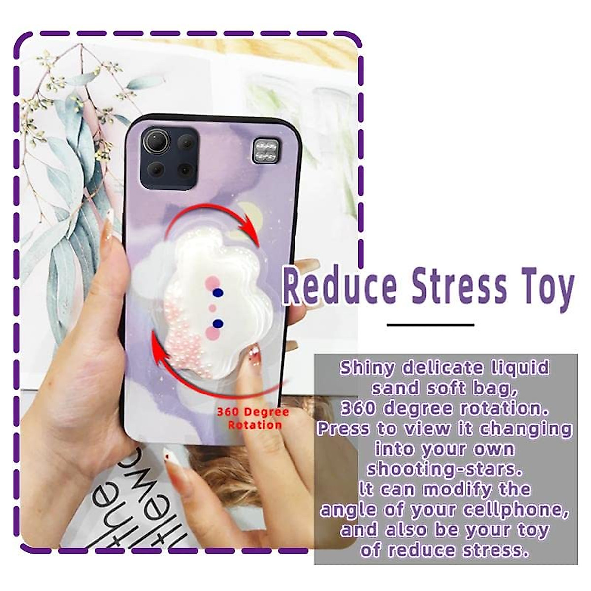 Protective TPU Lulumi Phone Case for LG K92 5G/Q92, Back Cover Drift Sand Silicone Durable Cartoon Anti-Knock Foothold Cute Shockproof Anti-dust Cartoon Dirt-Resistant Waterproof Kickstand, 7