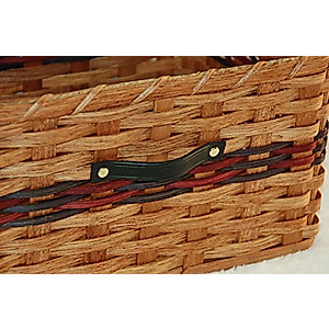 Kenzie's Kreations Handcrafted Cubby Basket. Measures 14" X 10" X 8" Tall. Accent Colors May Vary. (Red, Blue, Purple, Green, Burgundry, Black, Brown, Natural)