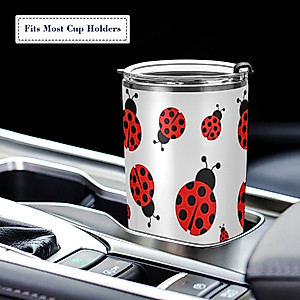 Yasala Tumbler Ladybug Cute Funny Insulated Coffee Cup Beverage Container Travel Mug with Straw and Lid Double Wall Stainless Steel 20oz BPA-Free for Sport, Back to School