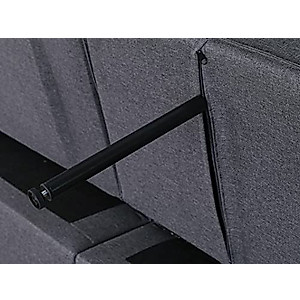 FANYE 56" Linen Upholstered Loveseat Sleeper Sofa with Pull-Out Couch Bed, 2-Tiers Side Storage Pockets and 2 Accent Pillows for Apartment Office Small Space Living Room Furniture Sets, Black