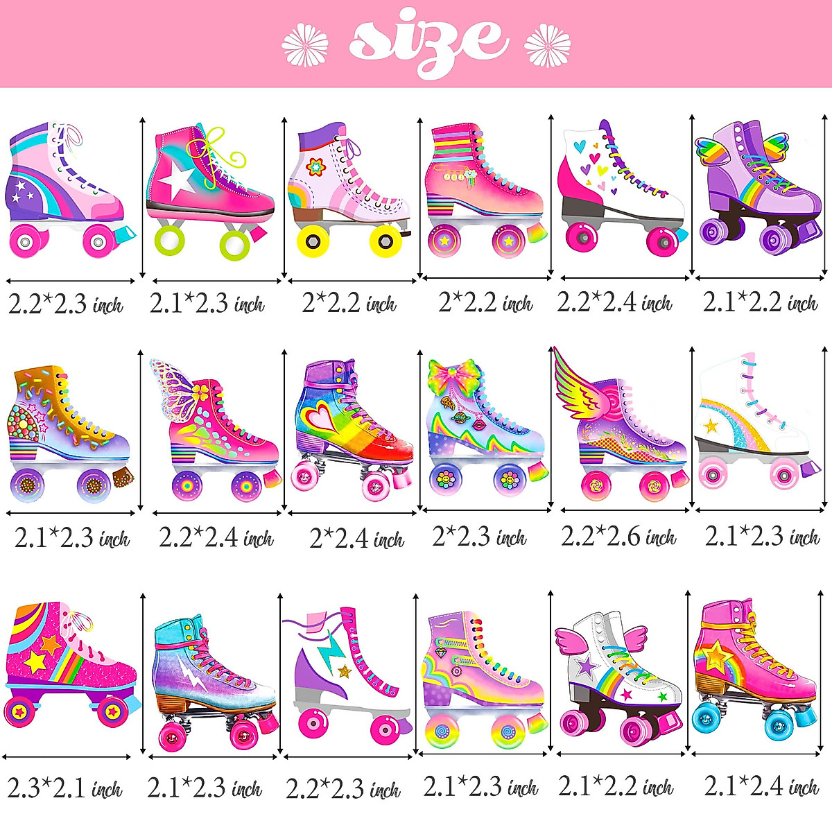 36pcs Roller Skate Cupcake Toppers Roller Skate Birthday Party Decorations 80s 90s Retro Hip Hop Roller Skating Theme Decor Supplies for Children Boy Girl Happy Birthday Party Decor Supplies