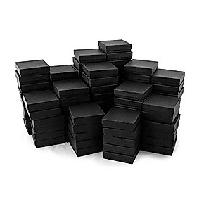 The Display Guys – Cardboard Jewelry Boxes With Cotton – 100 Pack – Matte Black – #33 (3 1/2" x 3 1/2" x 1")