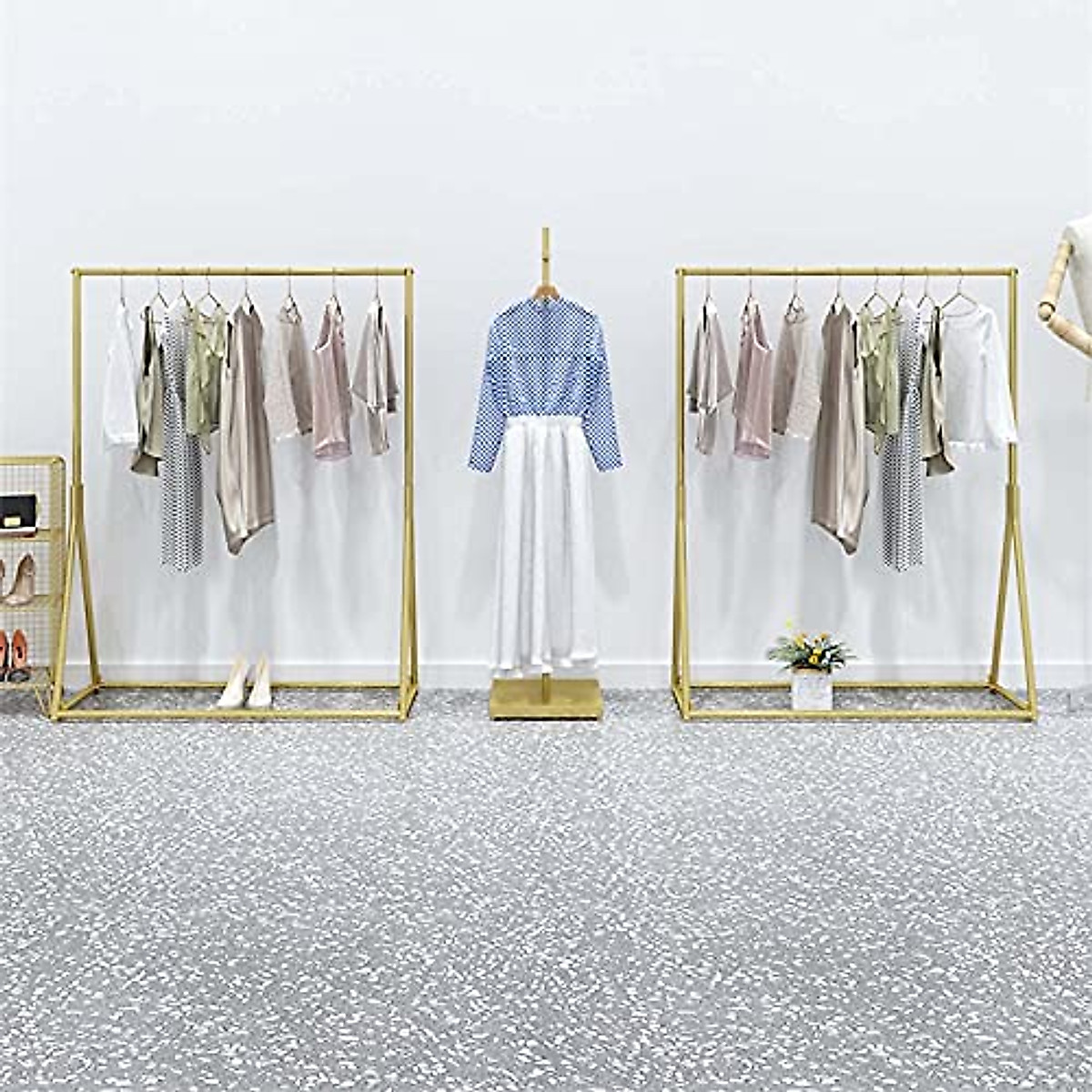 NEOCHY Clothing Display Racks, Iron Heavy-Duty Hangers, Open Child Clothing Store Display Racks/Golden/100X40X150Cm