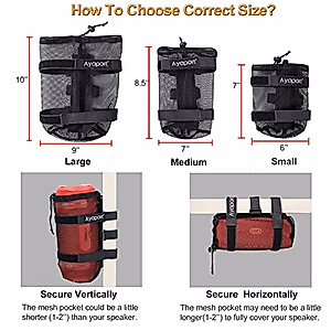 Ayaport Speaker Mount Holder Golf Cart Speaker Strap Fits Most Portable Sound Bar Round Cylindrical Speakers Radio, Golf Cart Accessories Applicable to Railing, Frame, Bike Handlebar (Large)