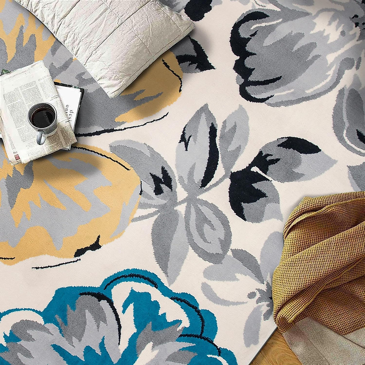 Rugshop Modern Floral Design Area Rug for Living Room,Bedroom,Home office,Kitchen Non Shedding Area Rug 3'1" x 5' Cream