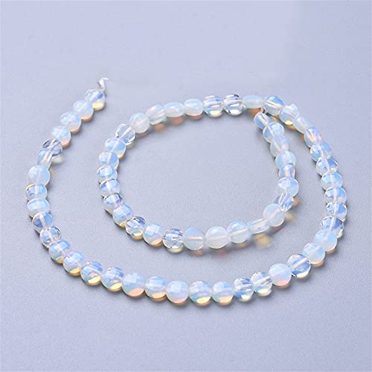 Craftdady 180pcs Faceted White Opalite Beads Flat Round Disc Gemstone Loose Beads Crystal Energy Stone Spacer Beads 6-7mm for DIY Jewelry Crafts