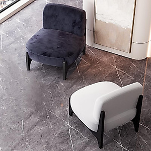 1 Piece Upholstered Velet Fabric Mid Century Modern Accent Chair with Solid Wood Frame, Comfy Armless Chair for Living Room, Bedroom, Reading, Balcony,Black