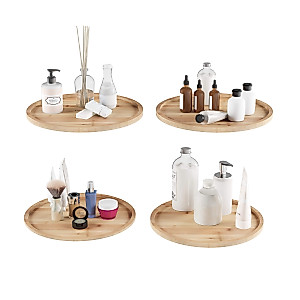 Lazy Susan – All-Natural Bamboo Round Single Tier Turntable Kitchen, Pantry and Vanity Organizer and Display with 14 Inch Diameter by Classic Cuisine