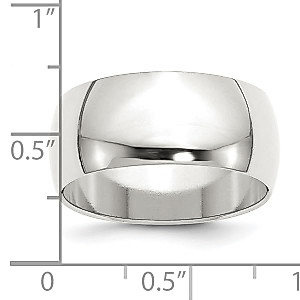 IceCarats 925 Sterling Silver 9mm Half Round Plain Classic Wedding Band Ring Size 9